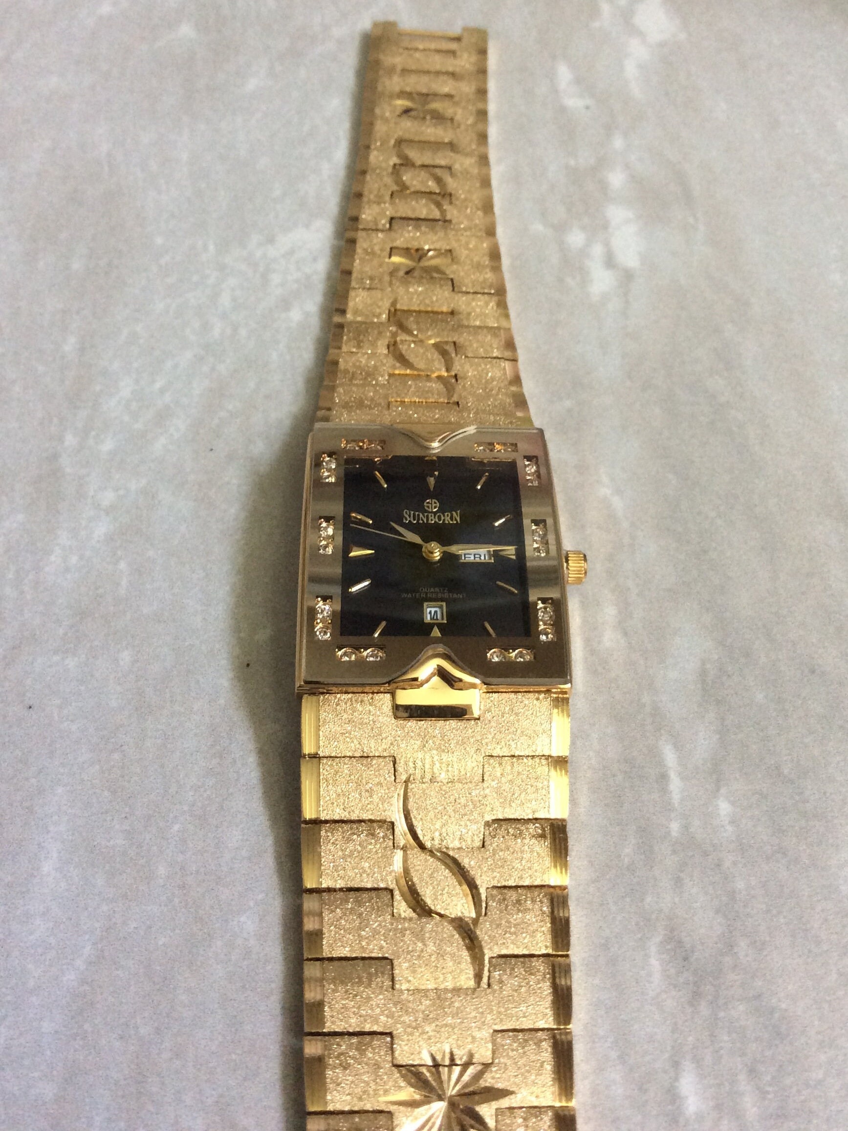 SUNBORN Men's Dress Watch Crystal Mirror Image Border - Etsy