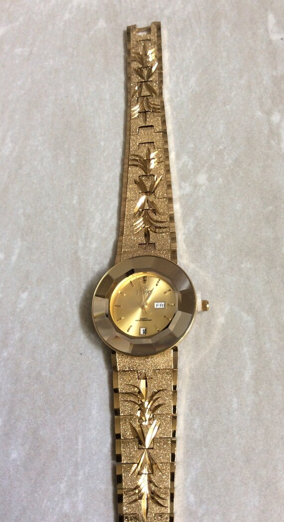 SUNBORN Women's Watch Round Gold Dial Day & Date Inde… - Gem