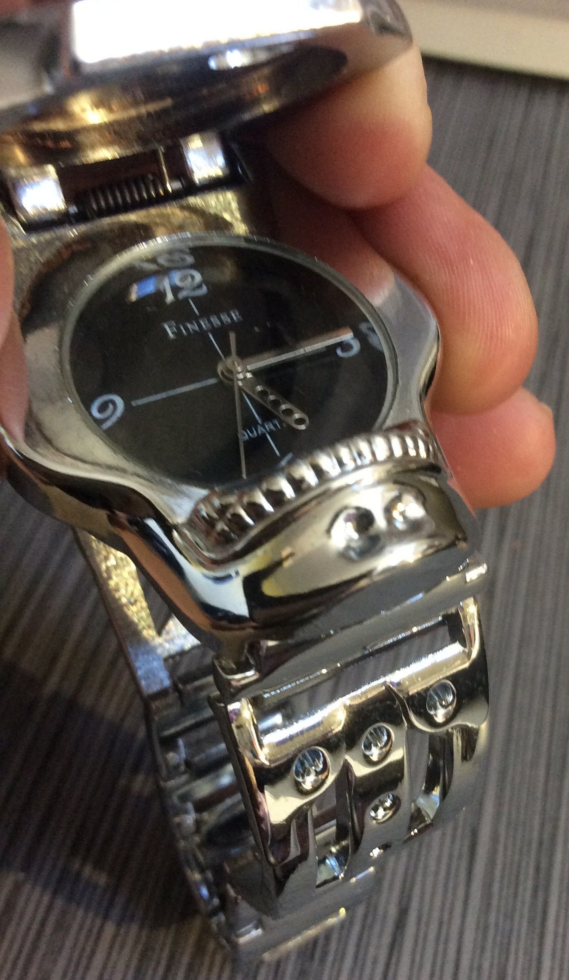 Silver Men's Skull Biker Watch Black Eyes Opens to a Black - Etsy