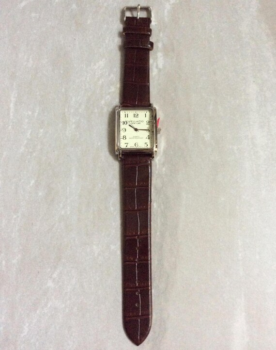 VELLACIO Men's Watch Rectangle Beige Dial Black Numbe… - Gem