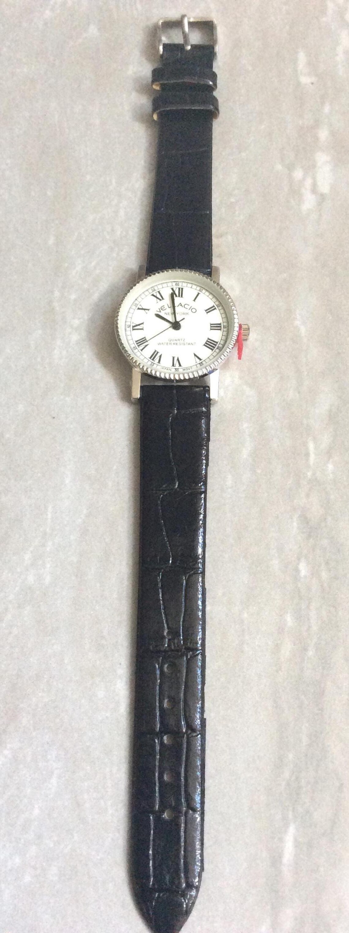 Vellacio Women's Watch Beveled Silver Bezel Round White Dial Roman ...