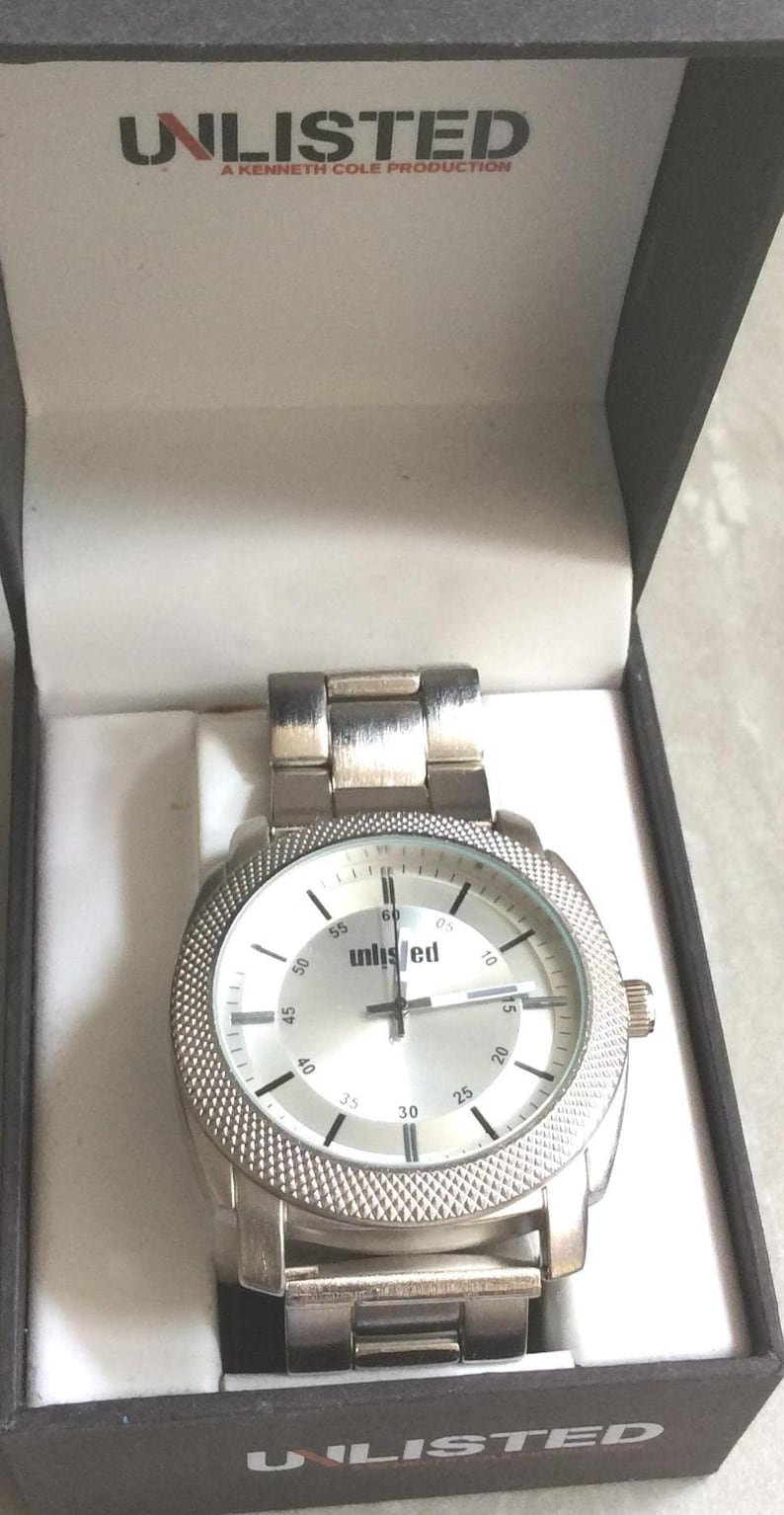 Kenneth Cole Unlisted Silver Men's Watch Round Silver Dial Index Hours ...