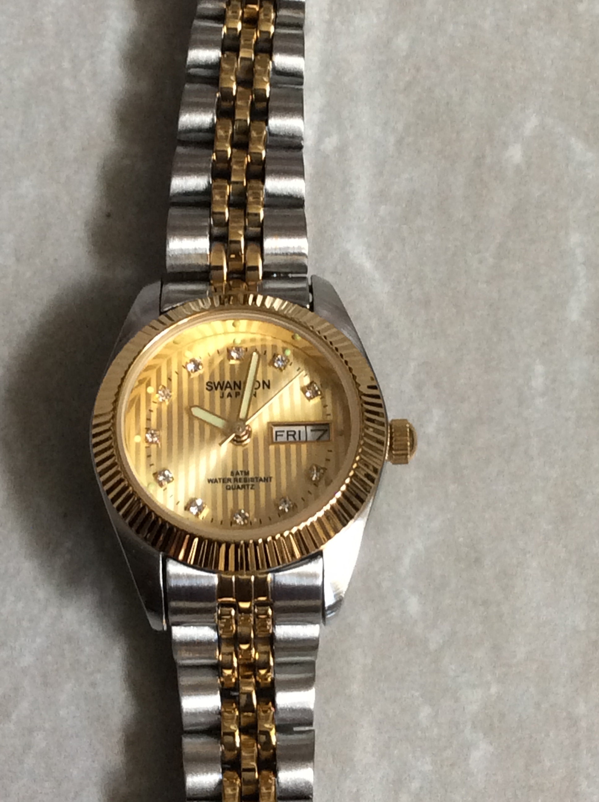 SWANSON Women's Watch Round Gold Accented Dial Crystal - Etsy
