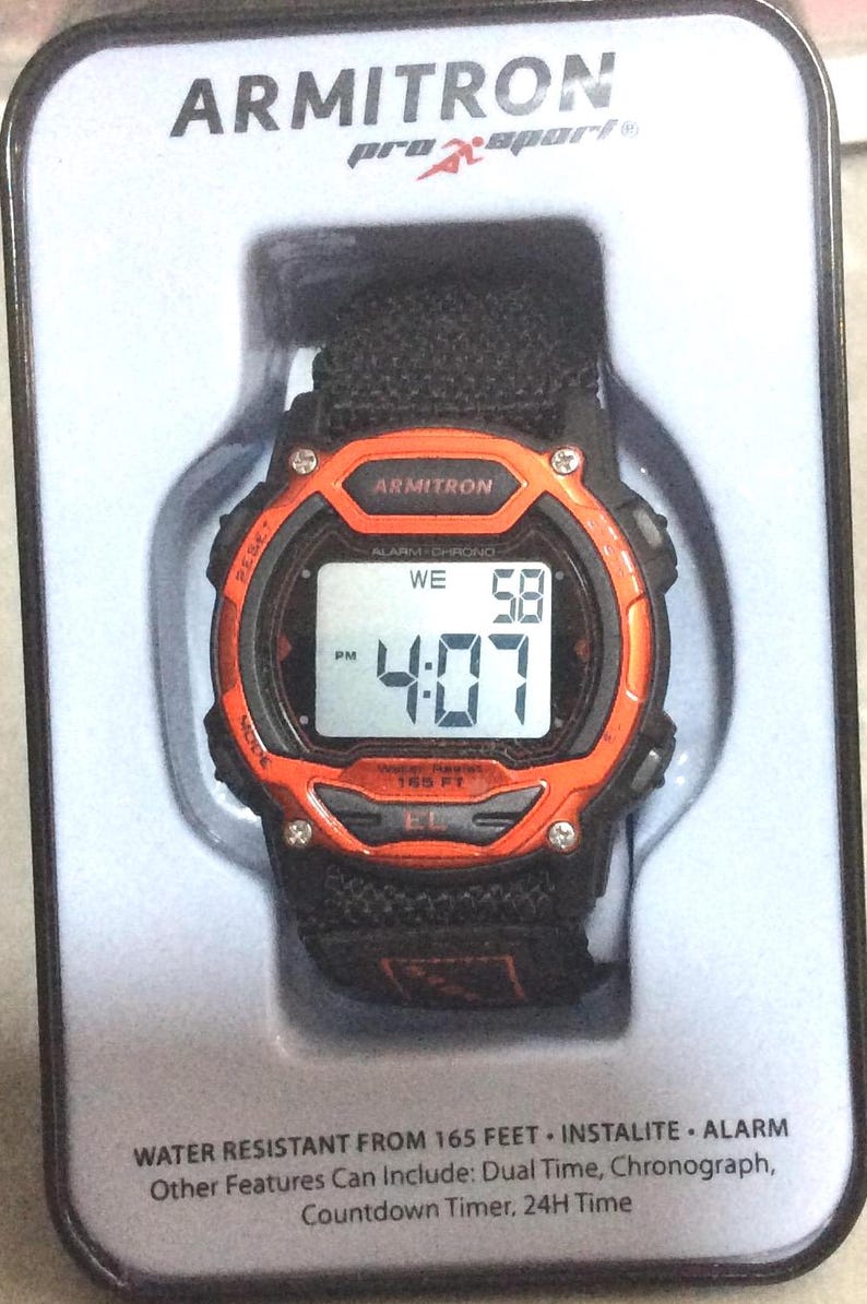 ARMITRON Black & Red Pro Sport Men's Watch 12/24 Hours Digital Display ...