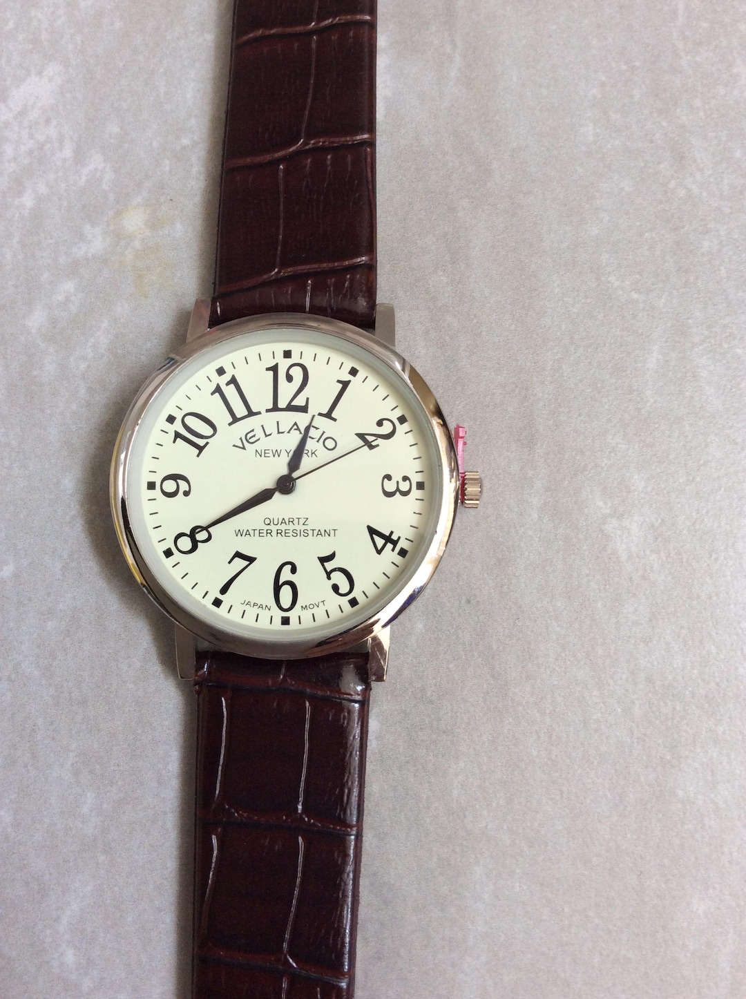VELLACIO Silver Men's Watch Round White Dial East to Read Numbered ...