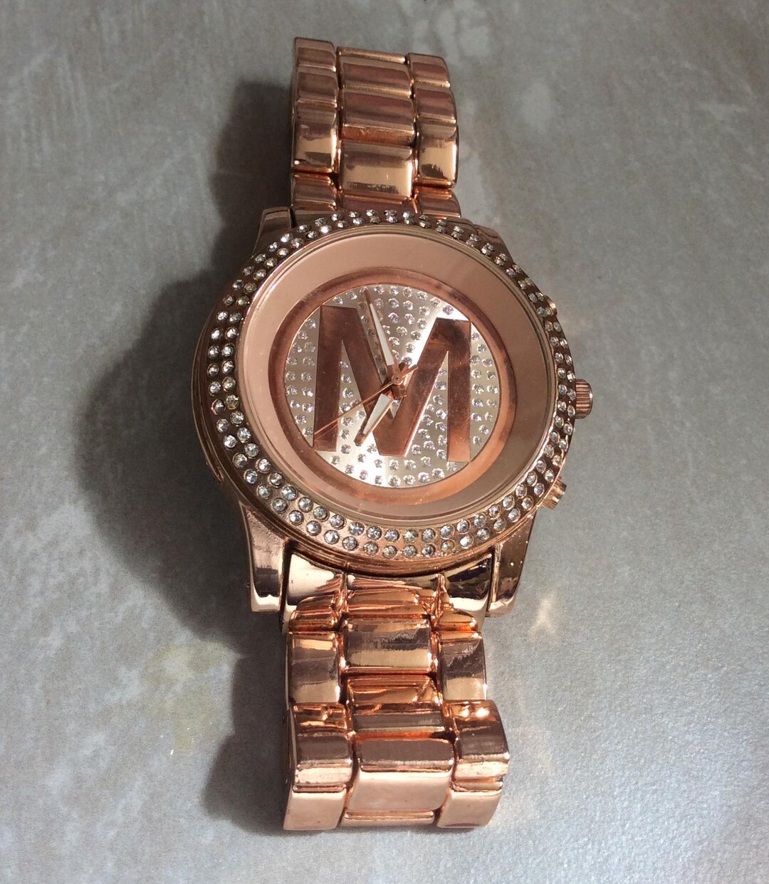 GENEVA Crystal Men's Watch Round Silver Crystal Dial With M All on a ...