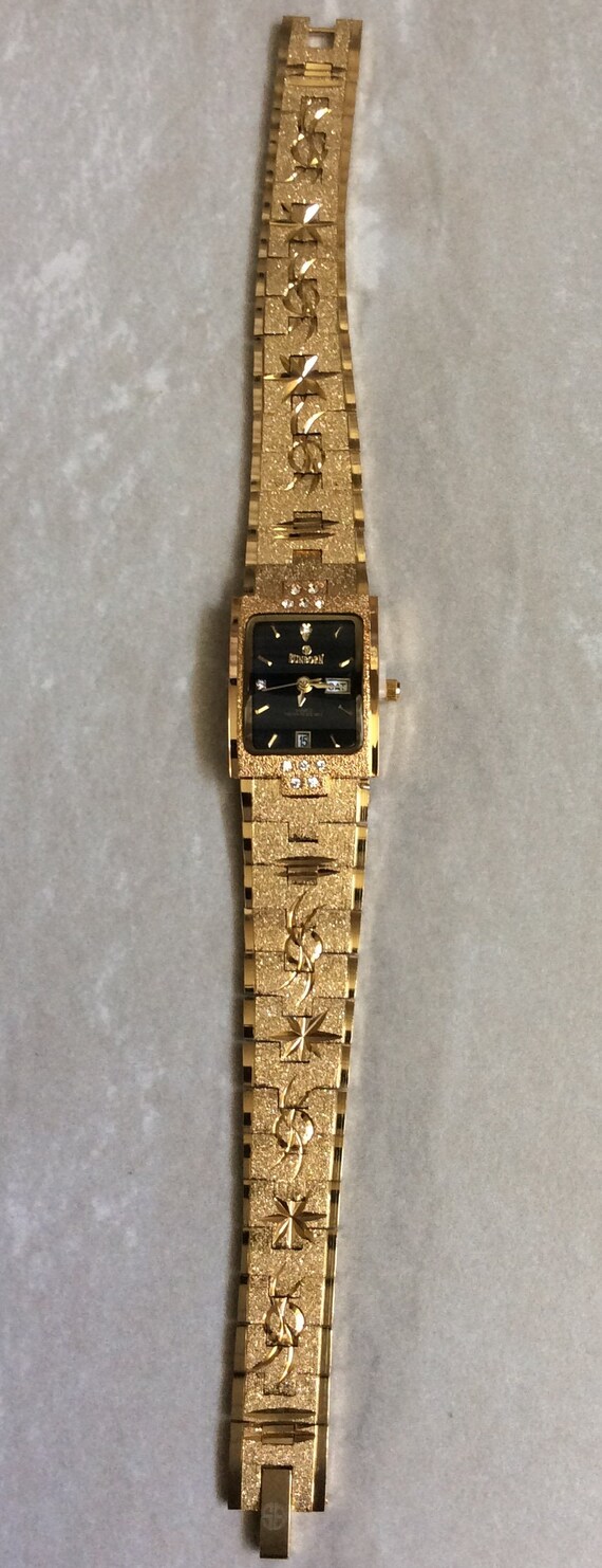 SUNBORN Women's Crystal Watch Rectangle Day & Date Bl… - Gem