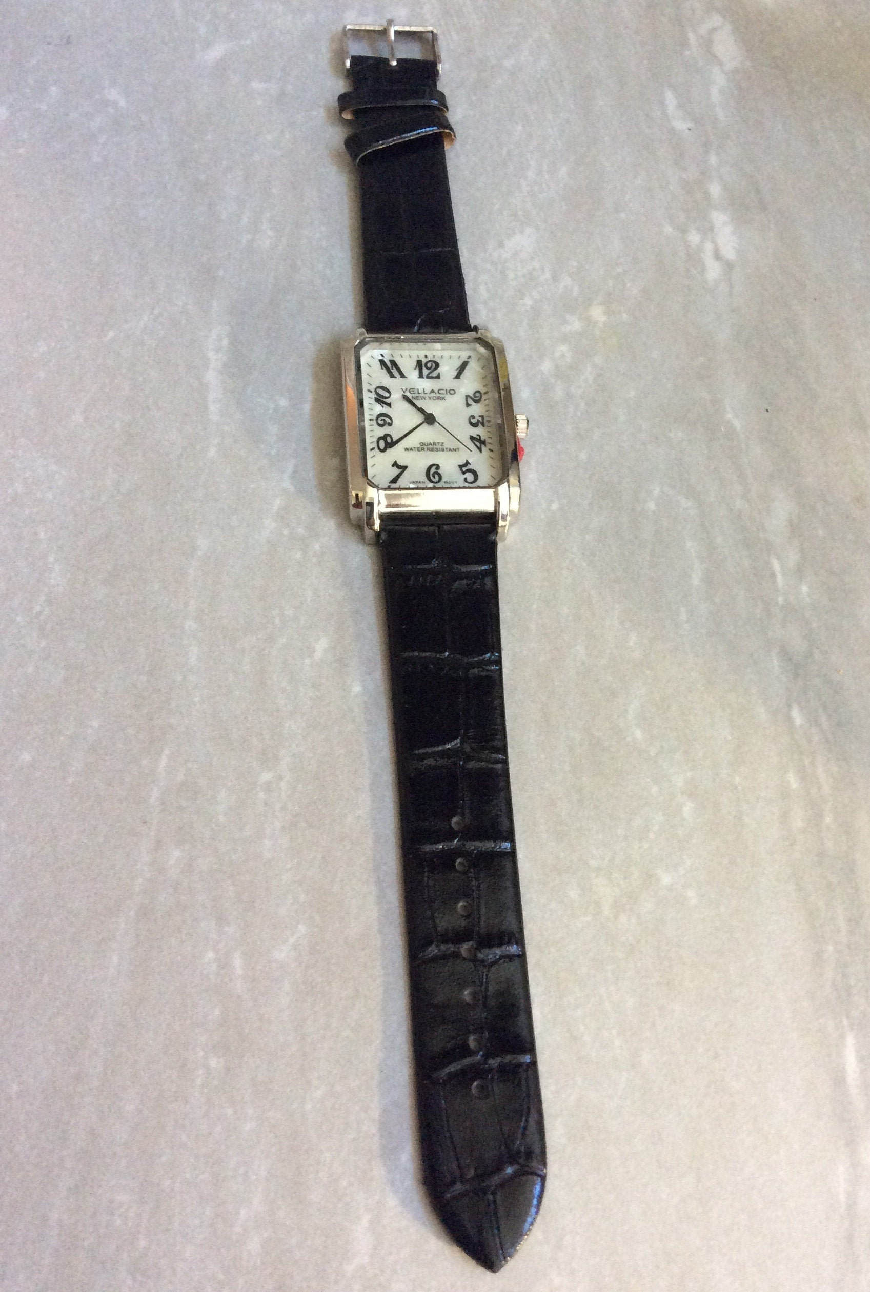 VELLACIO Men's Watch Rectangle Pearl White Dial Black Arabic Numbered ...