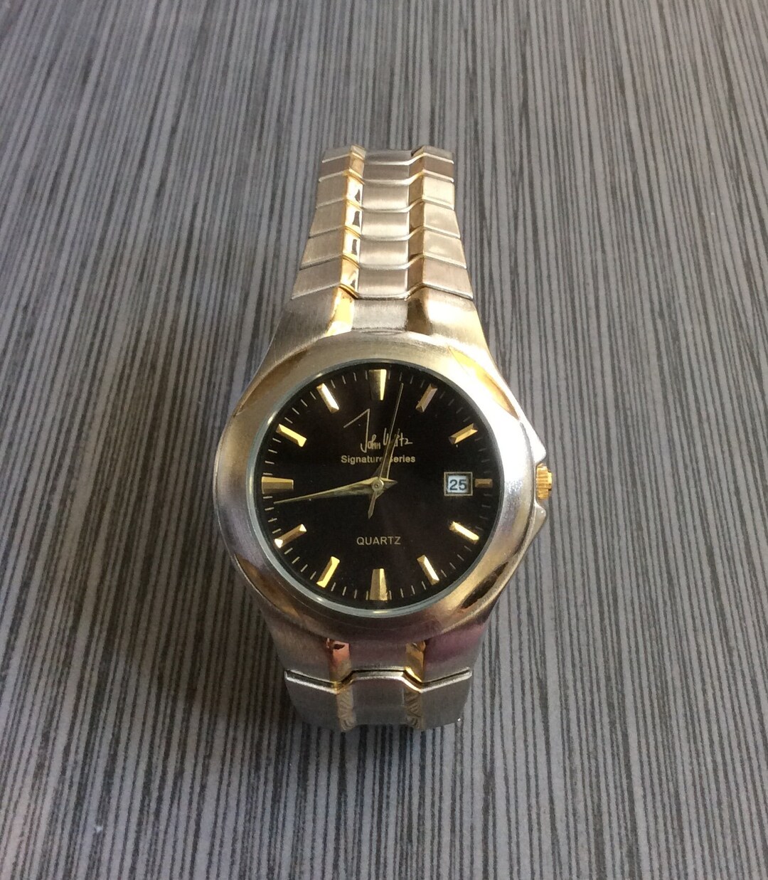 John Weitz Signature Series Two-tone Watch Round Brown Dial With Date ...