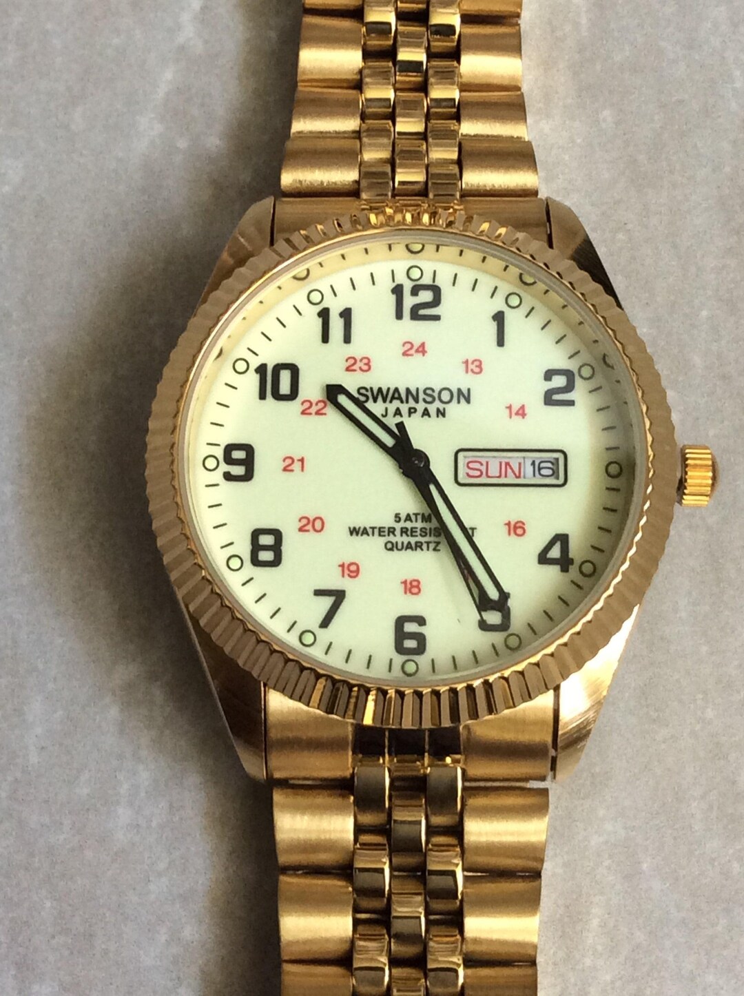 Vintage Swanson Men's Watch, Gold Band, Glow Dial, Day-date - Etsy