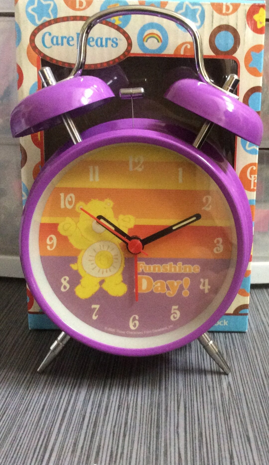 Care Bears Purple Twin Bell Alarm Clock Round Colorful "funshine Day ...