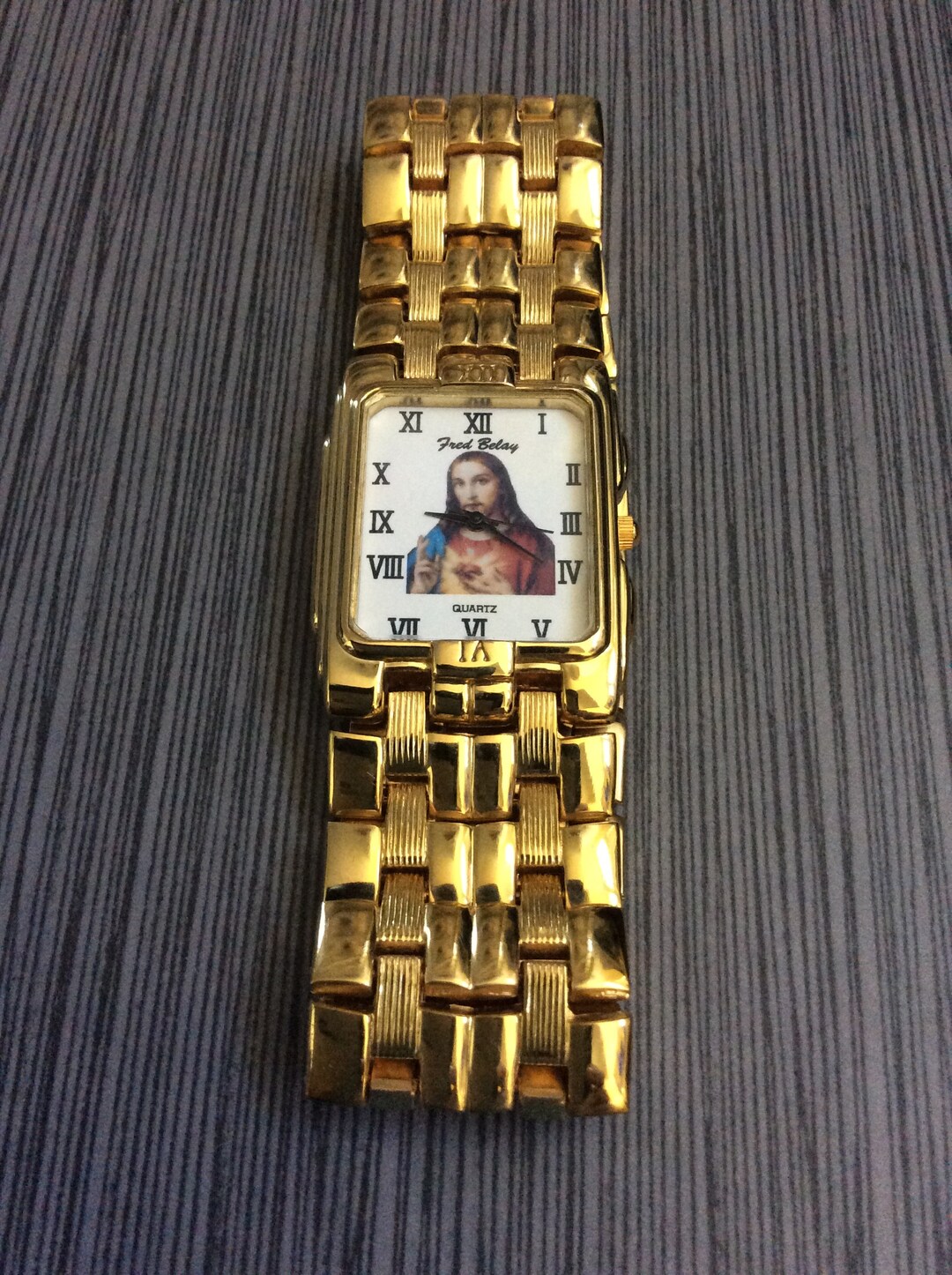 Men's Religious Watch Rectangle White Jesus Dial Roman Numeral Hours ...
