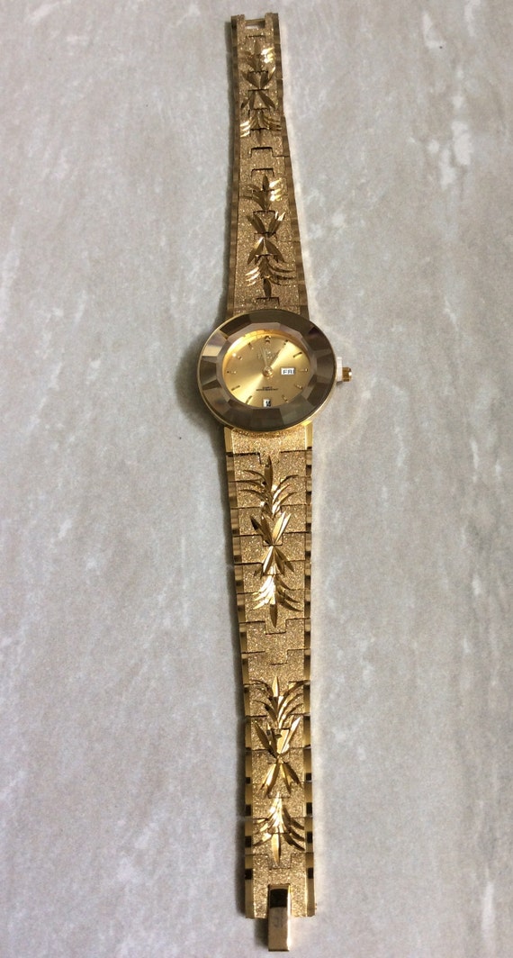 SUNBORN Women's Watch Round Gold Dial Day & Date Inde… - Gem