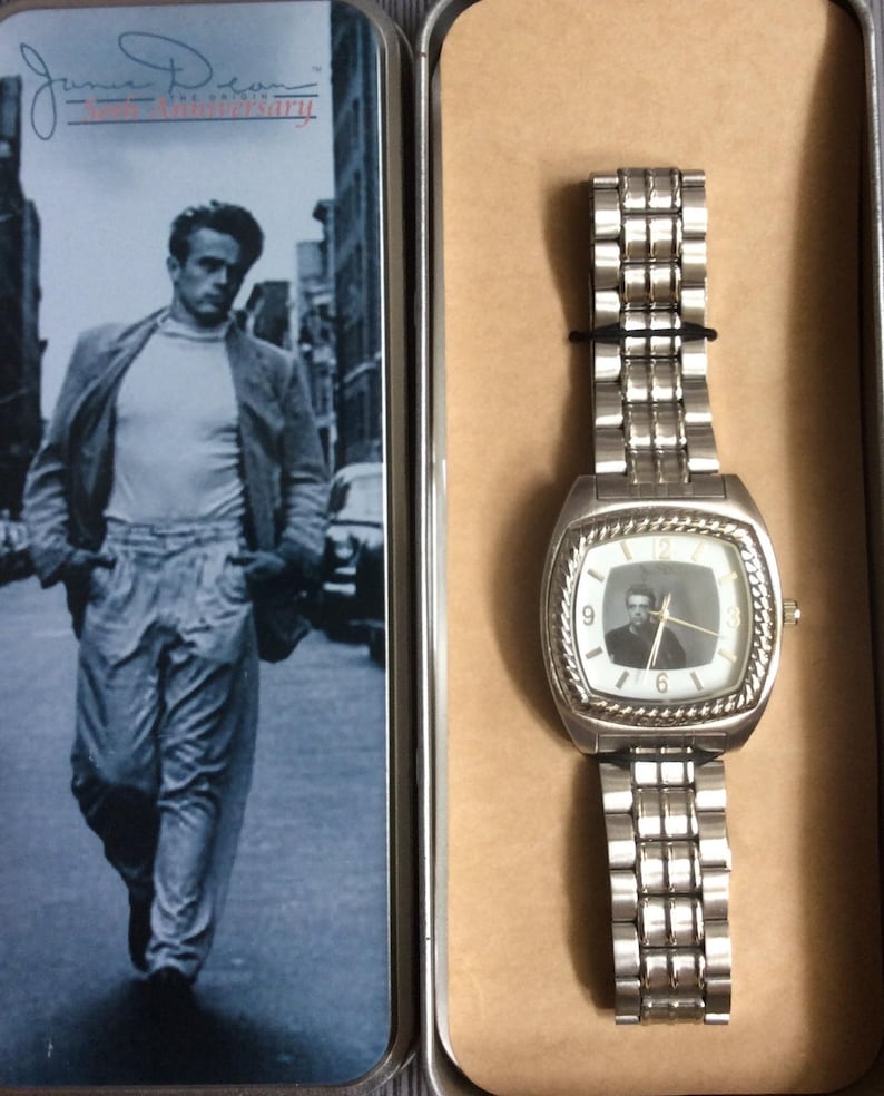 James Dean Men's Silver Watch With a Black & White James Dean Dial on ...