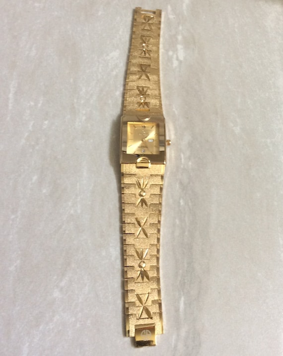 Sunborn Gold Men's Watch Rectangle Gold Dial Day & Da… - Gem