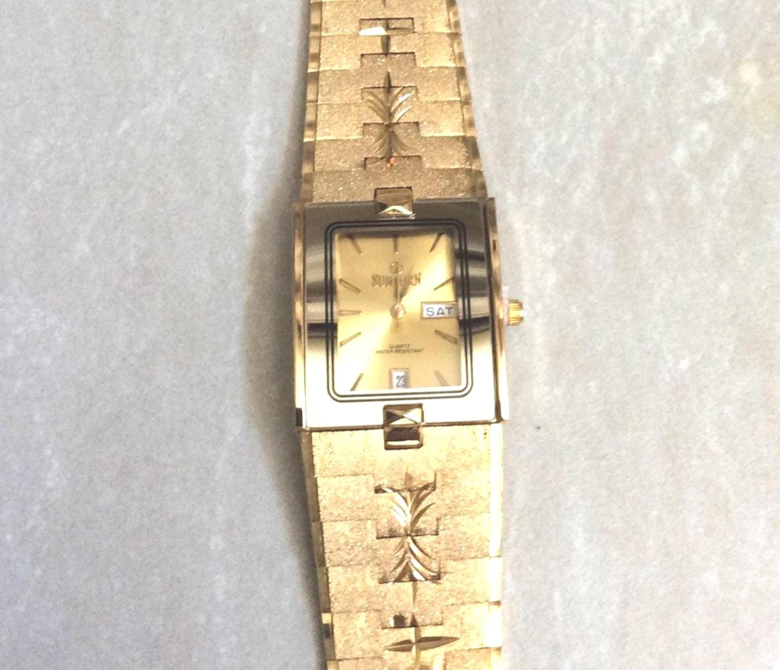 SUNBORN Men's Luxury Watch Having a Gold Rectangle Dial Index Hour ...