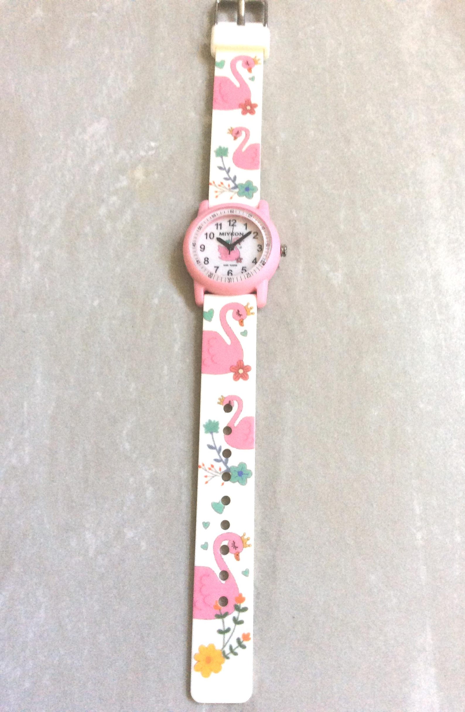 MIYKON Girl's Pink Flamingo Watch Waterproof Raed 100m Round Numbered ...