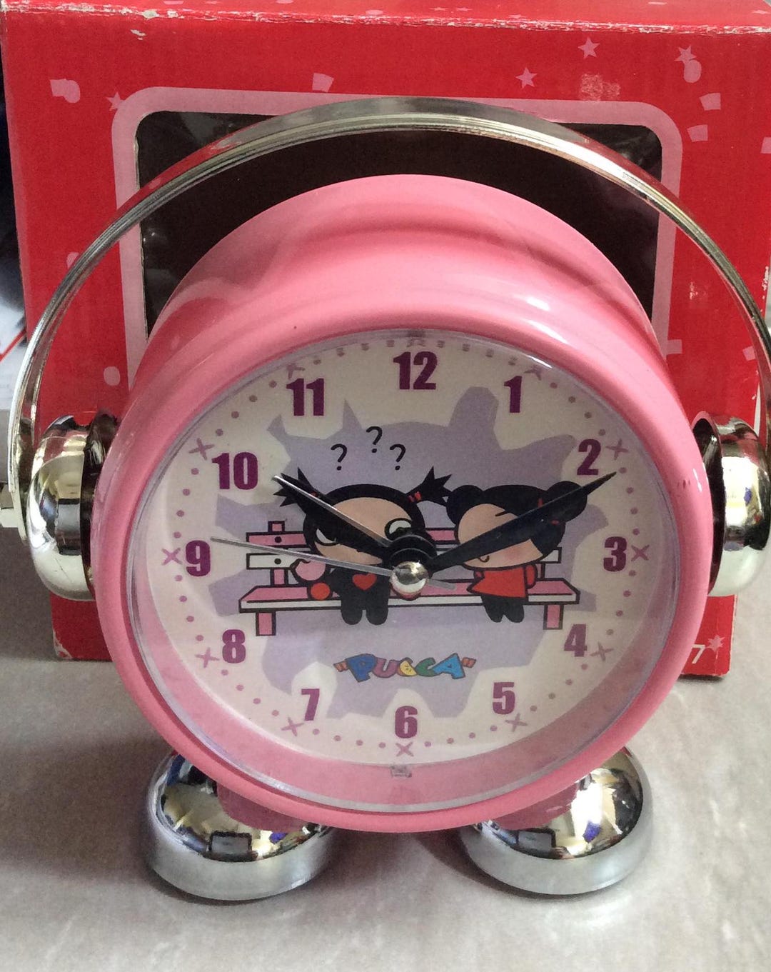 PUCCA Funny Love Pink Alarm Clock Having Purple Numbered Hours Easy to ...