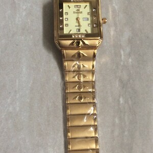 Sunborn Gold Men's Watch Rectangle Glow in Dark Dial Day & Date on ...