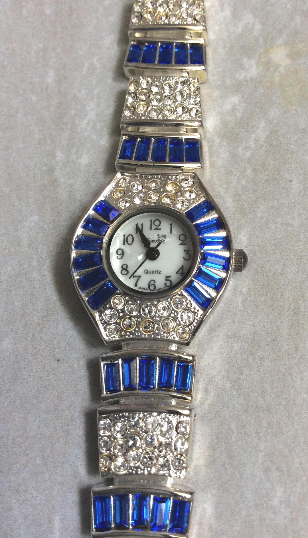 Geneva Women's Blue Crystal Watch Round Dial on Matching Sparkling ...