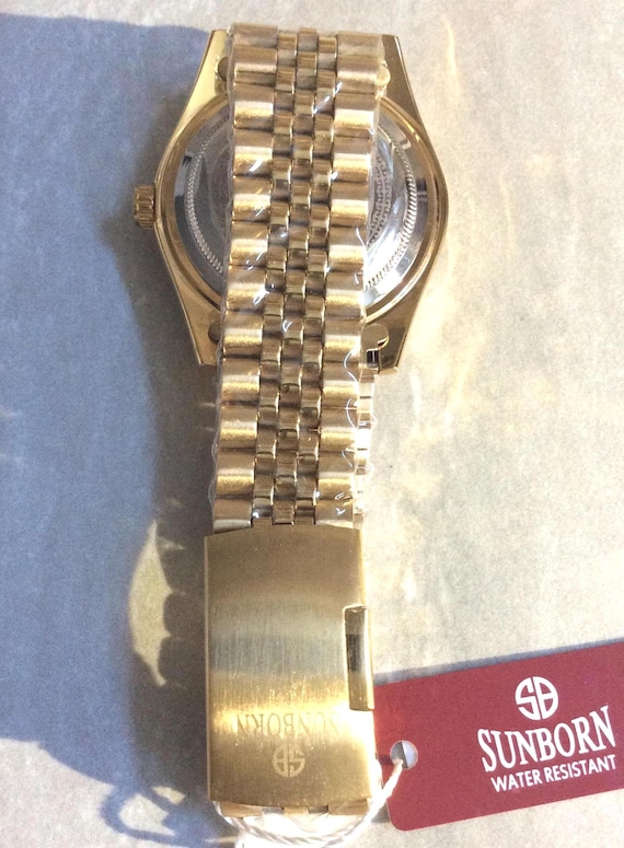 SUNBORN Men's Watch Round Gold Dial Displaying White … - Gem