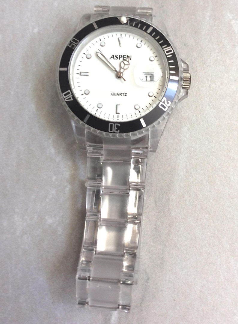 ASPEN Clear Sport Men's Watch Round White Dial Index/indices Hours Date ...