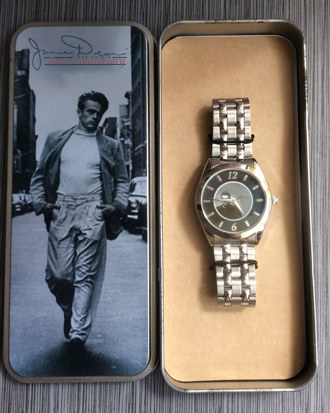 James Dean Men's Silver Watch Round Black & White Dial Arabic Numeral ...