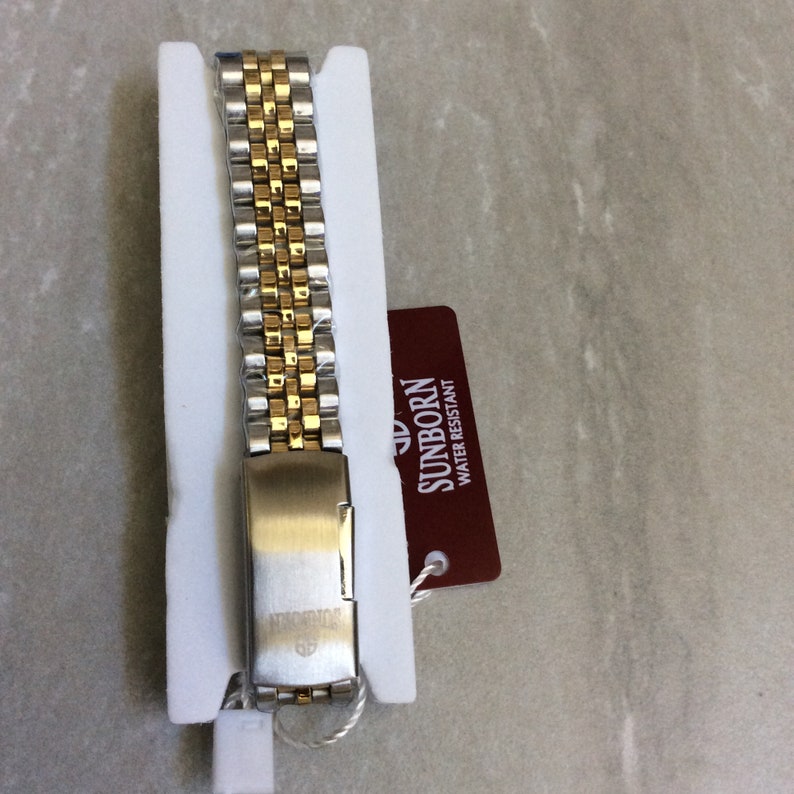 SUNBORN Women's Two-tone Watch Round Golden Pearl Dial Crystal Hours ...