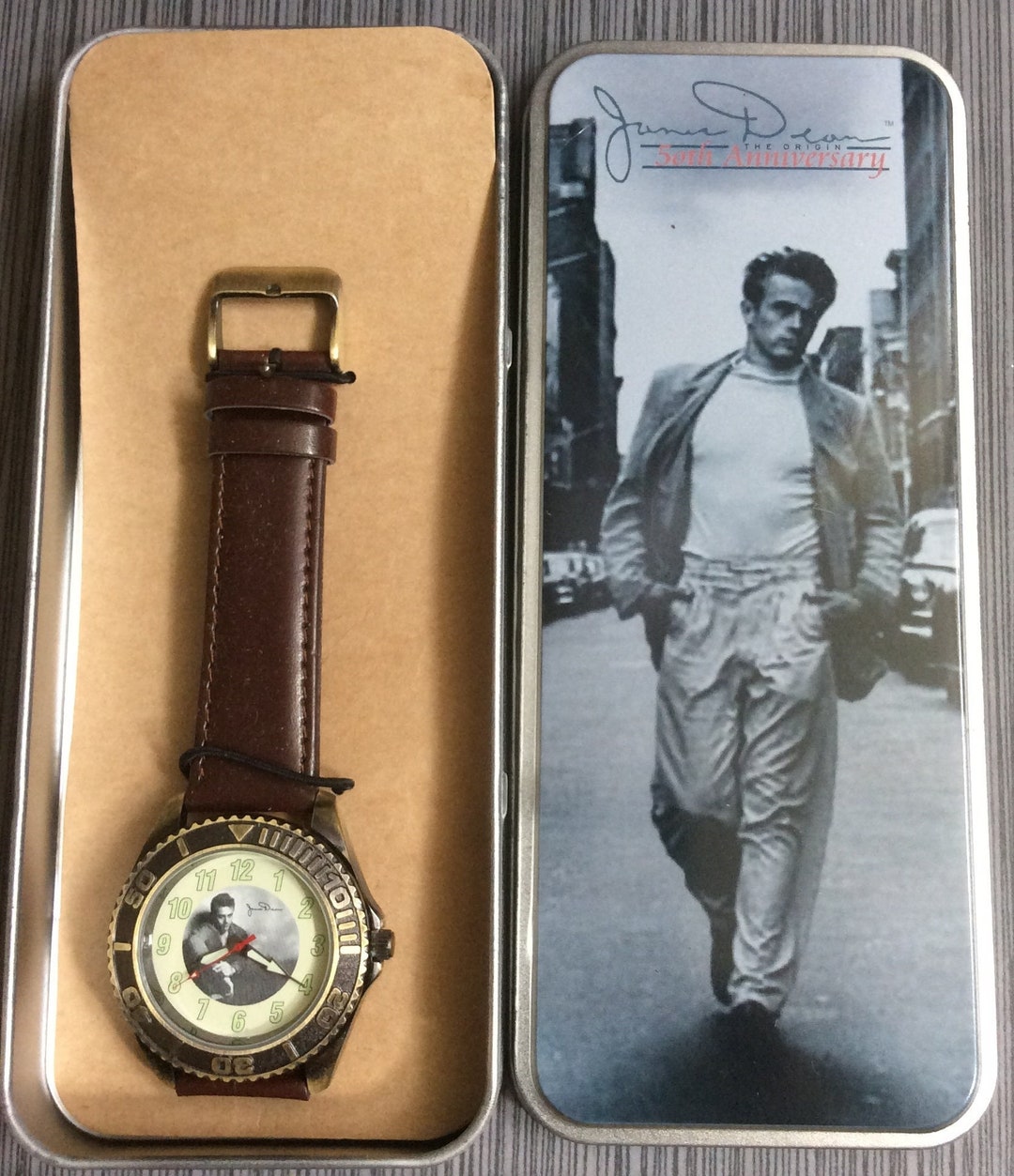 James Dean Men's Watch Round Imaged Dial Arabic Hours Glow in Dark ...
