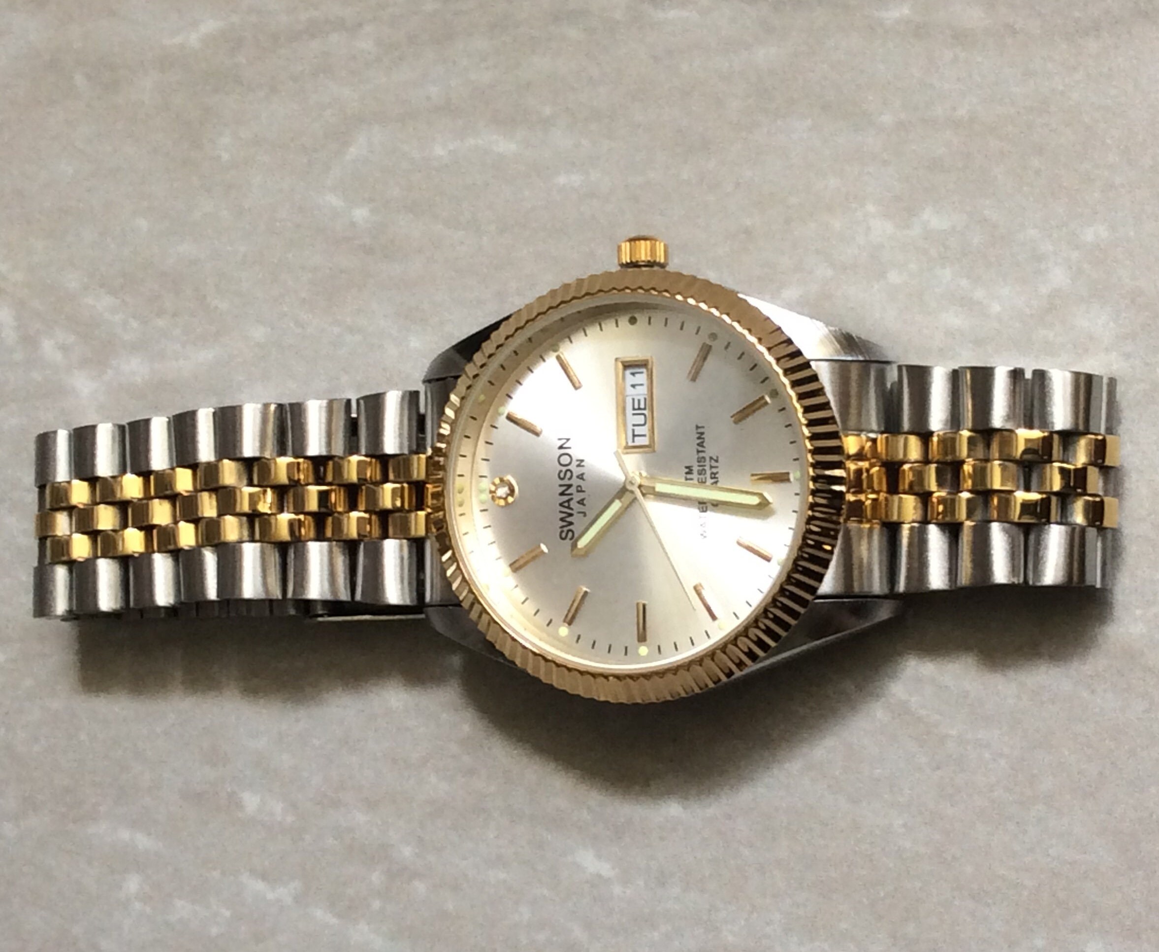 SWANSON Men's Watch Round Silver Dial Gold Index Hours Day - Etsy