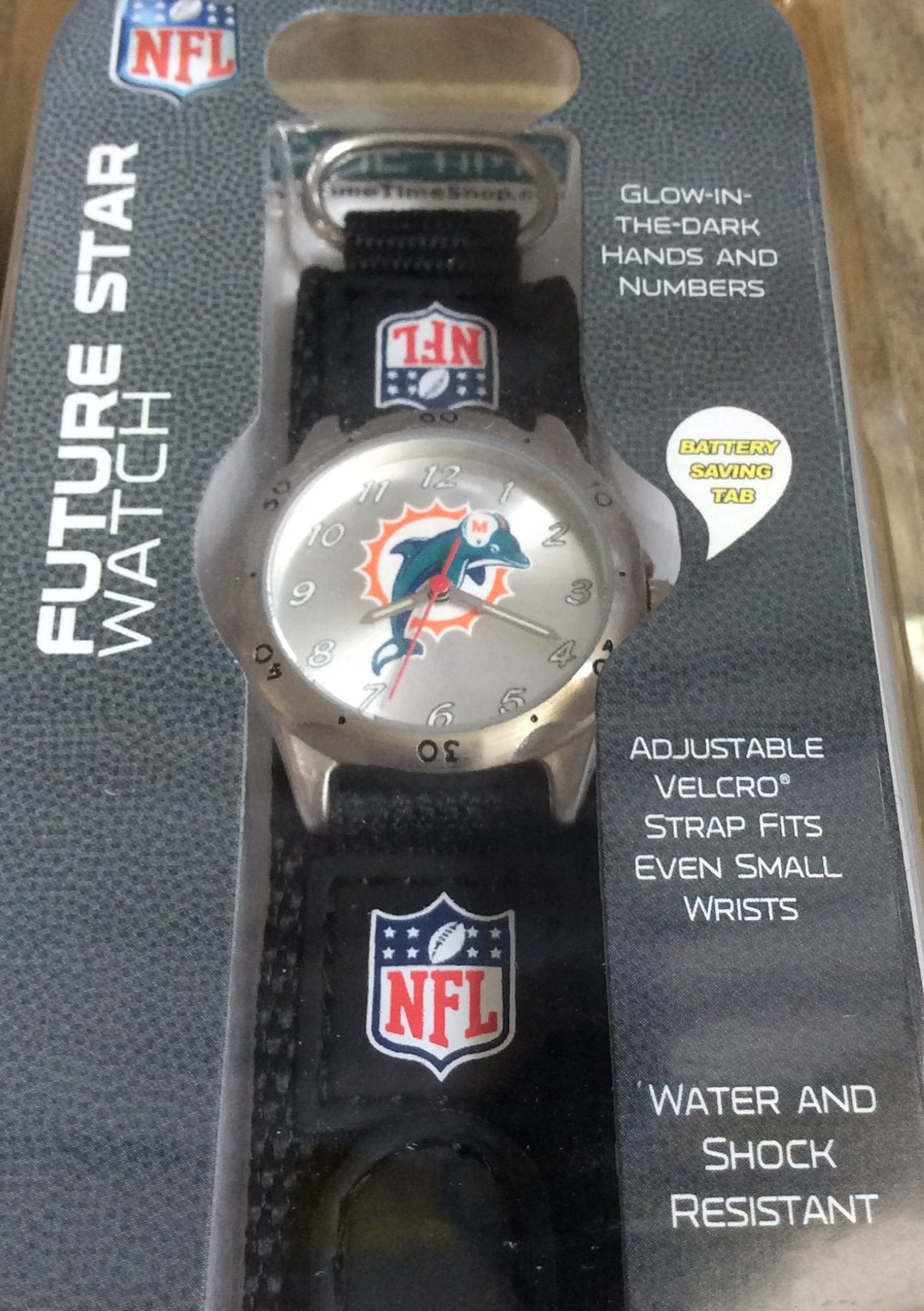 Miami Dolphins Watch Glow in the Dark Hands and Numbers on Velcro Strap ...