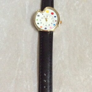 Finesse Women's Watch Colorful Paint Palette Round White Dial on Black ...