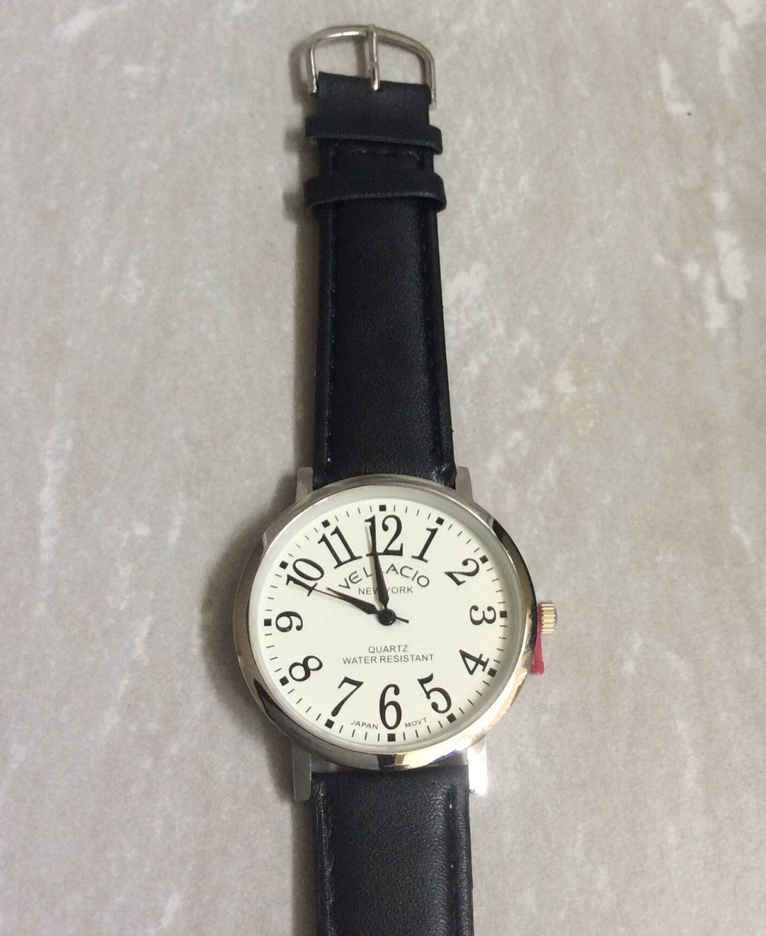 VELLACIO Men's Watch Round White Dial Easy to Read Numbered Hour on ...