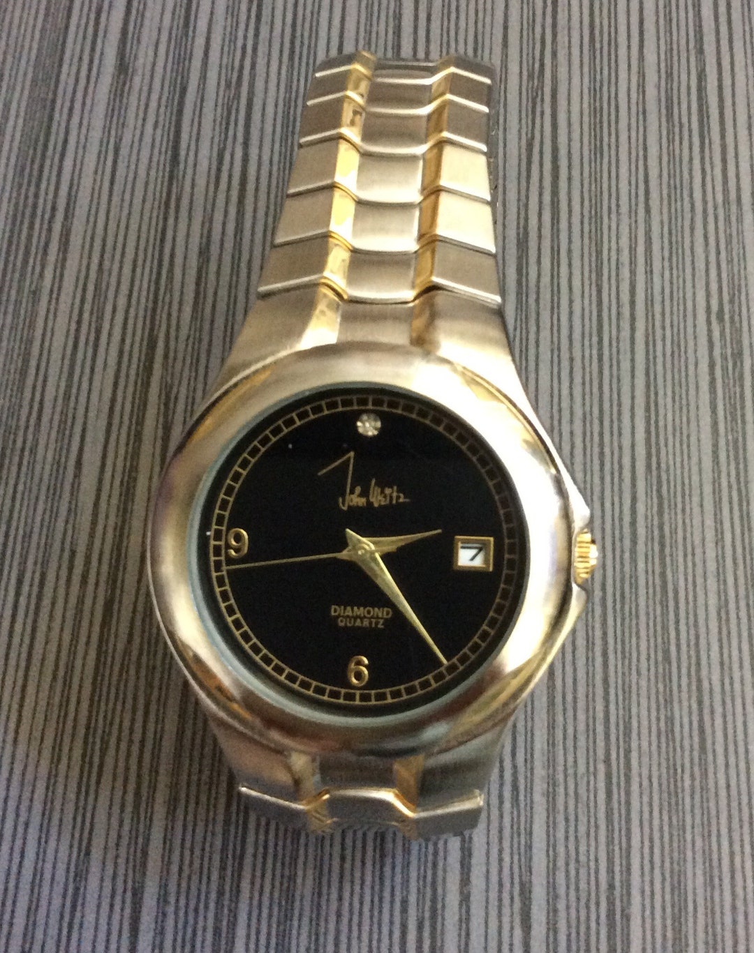 John Weitz Watch Round Black Dial With Date Indicator on Two-tone ...