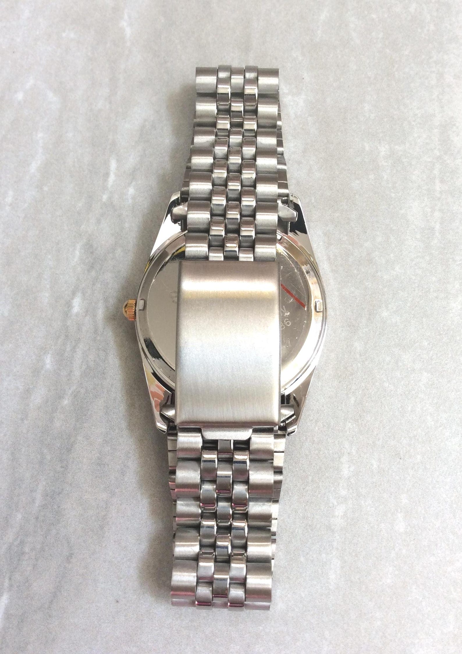 SWANSON Silver Men's Watch Round Gold Dial Black Numbered Hours on ...