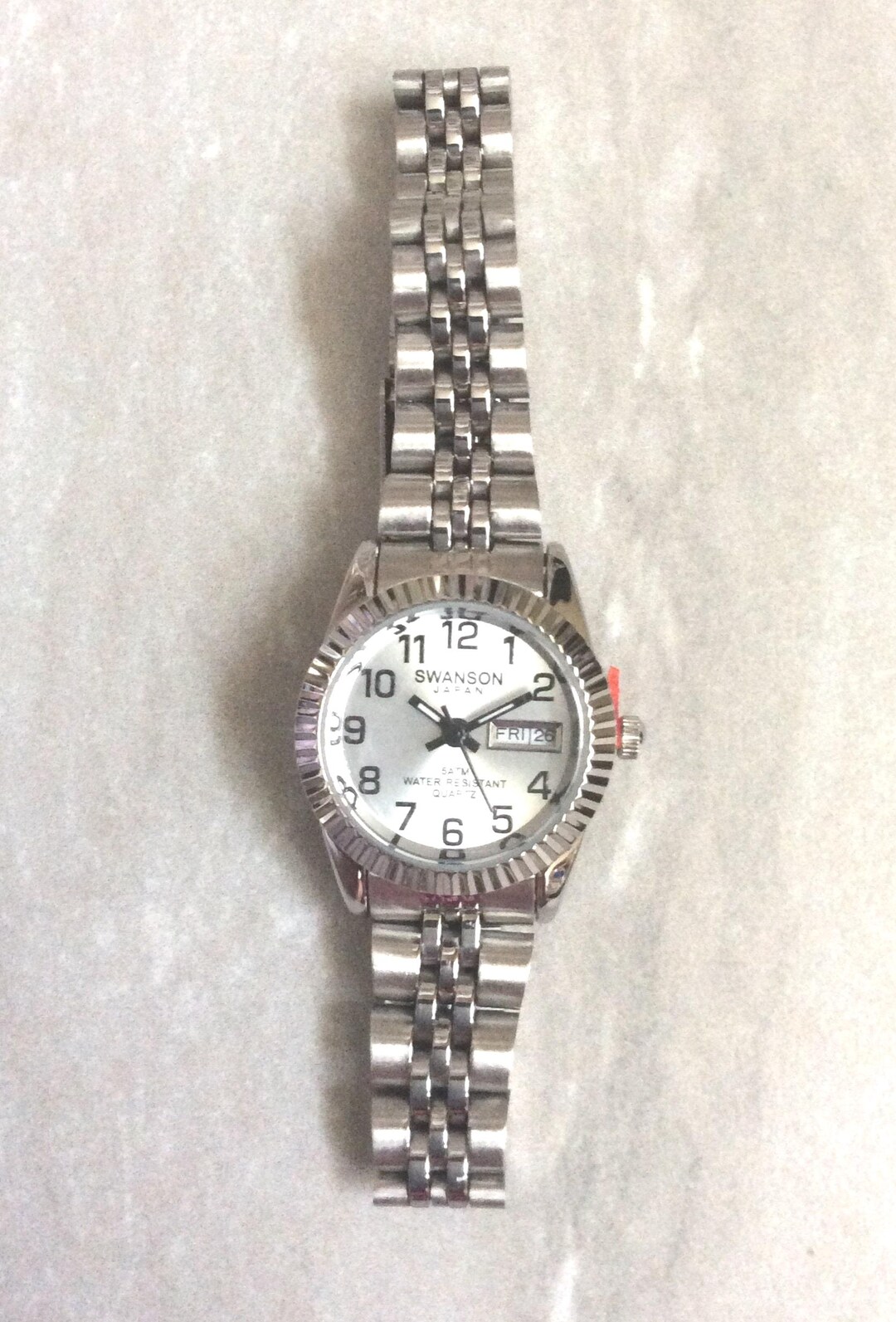 Swanson Women's Watch Round Silver Dial Black Numbered Hours & Date on ...