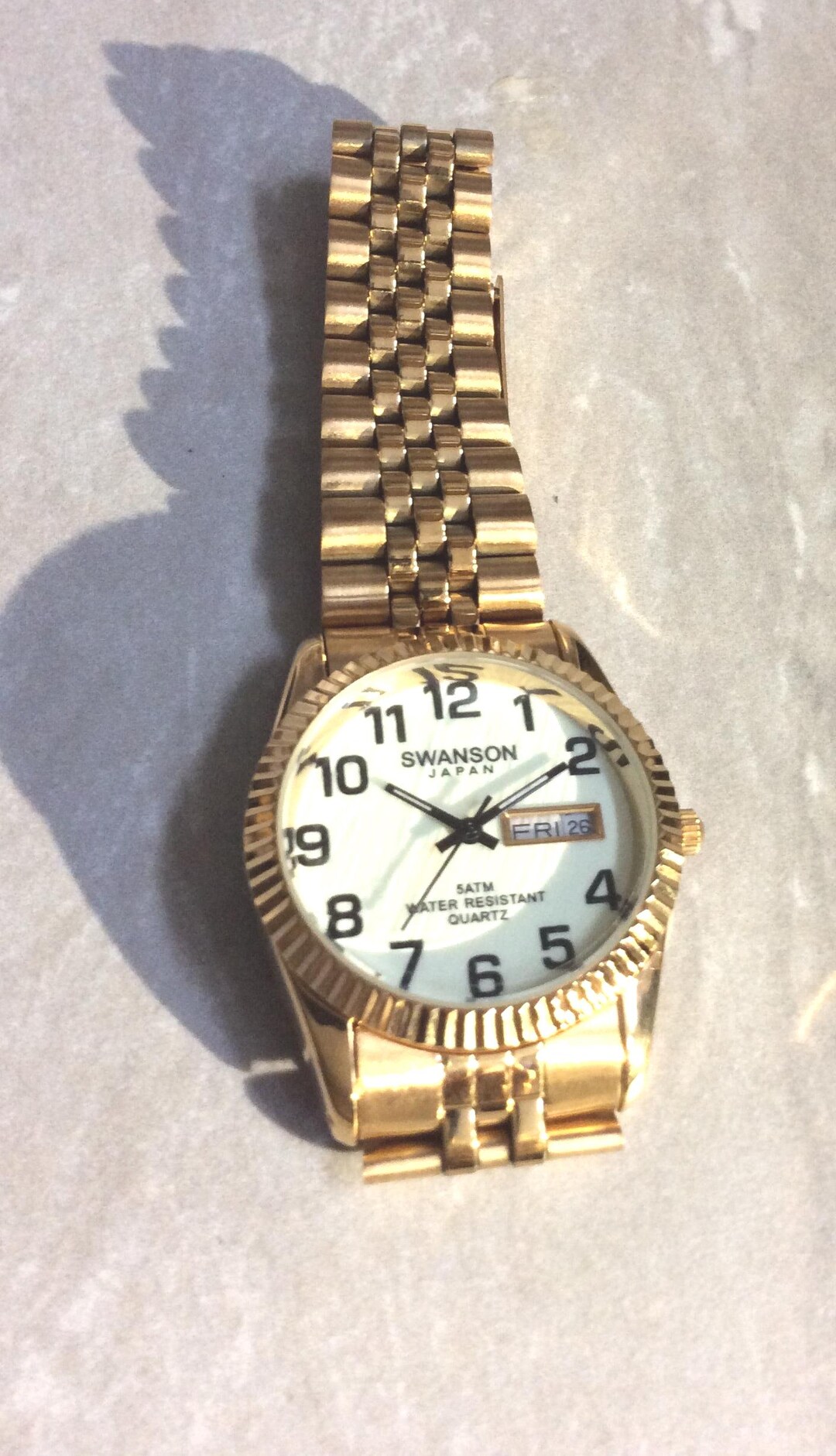 Swanson Men's Vintage Watch, Gold Linked Band, Day & Date Still New! - Etsy