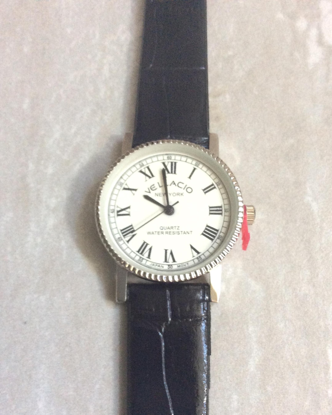 Vellacio Women's Watch Beveled Silver Bezel Round White Dial Roman ...