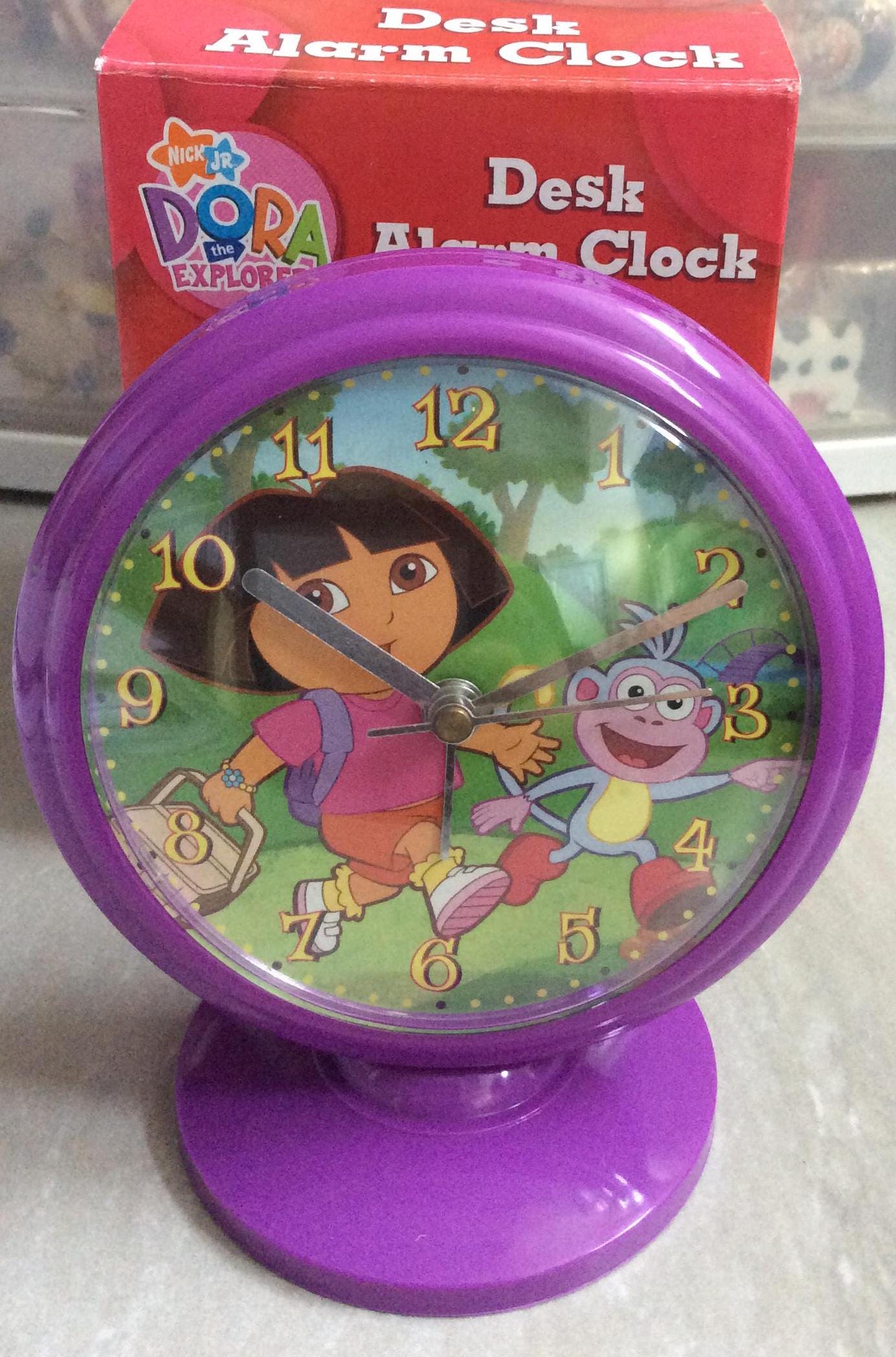 DORA EXPLORER Purple Desk Alarm Clock Round Colorful Dora & Boots Dial ...