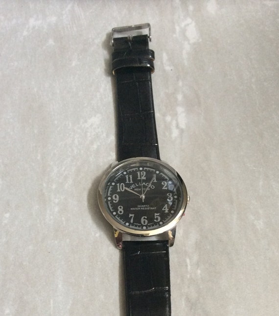 VELLACIO Men's Watch Round Black Dial Silver Numbered… - Gem