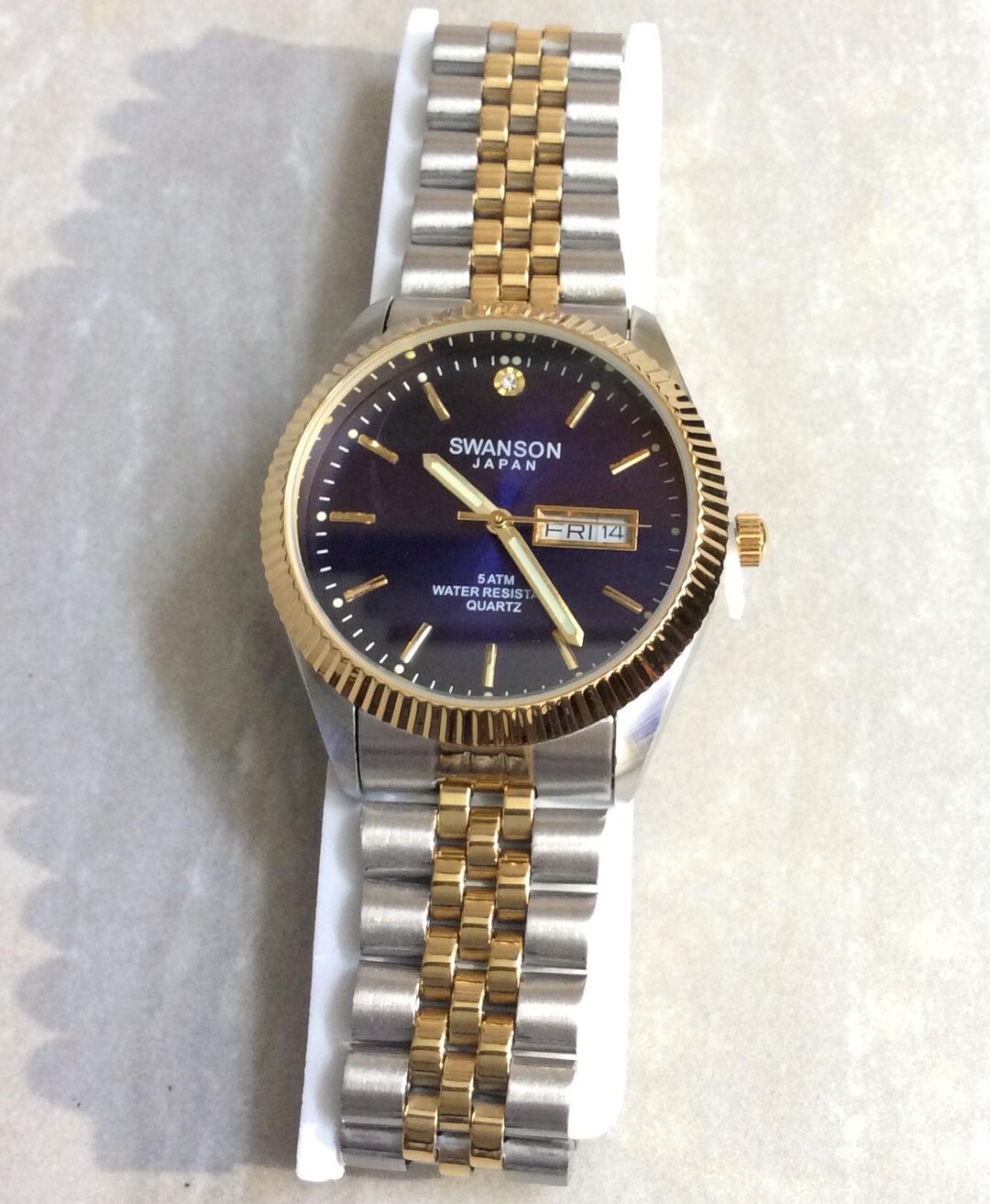 Vintage Swanson Men's Watch: Blue Dial, Two-tone Band, Day/date - Etsy