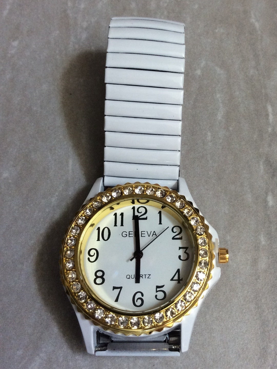 Geneva Crystal Women's Watch Round White Dial Black Numbered Hours on a ...