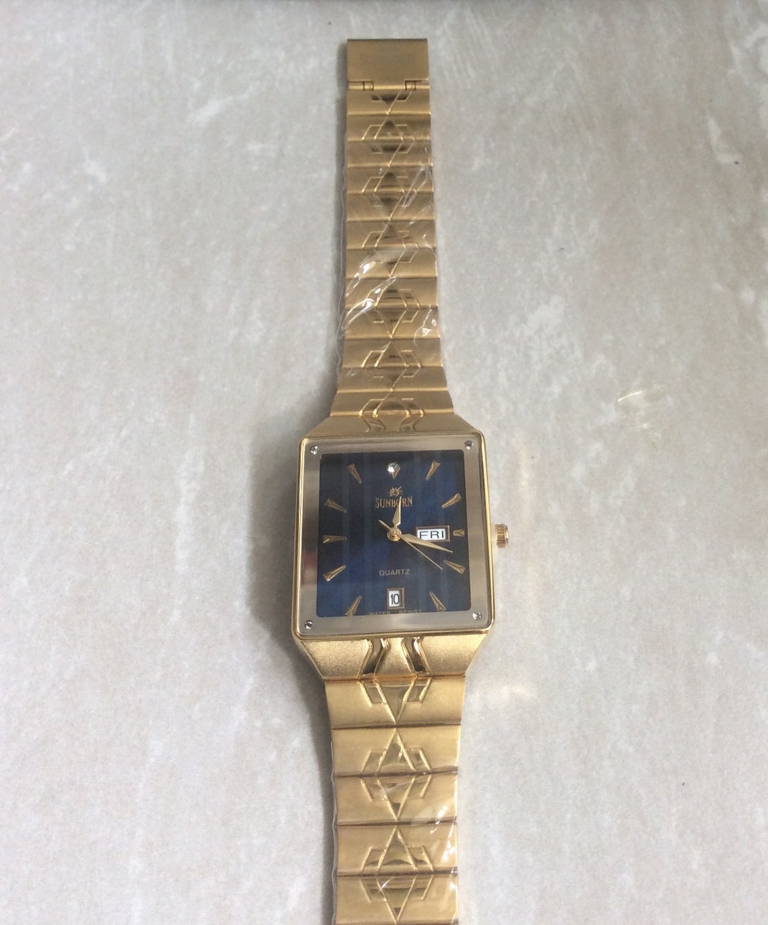 Sunborn Men's Dress Watch Rectangle Blue Dial With Day & Date ...