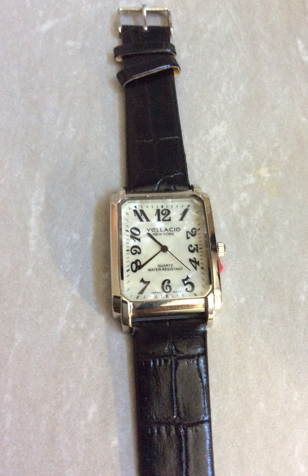 VELLACIO Men's Watch Rectangle Pearl White Dial Black Arabic Numbered ...