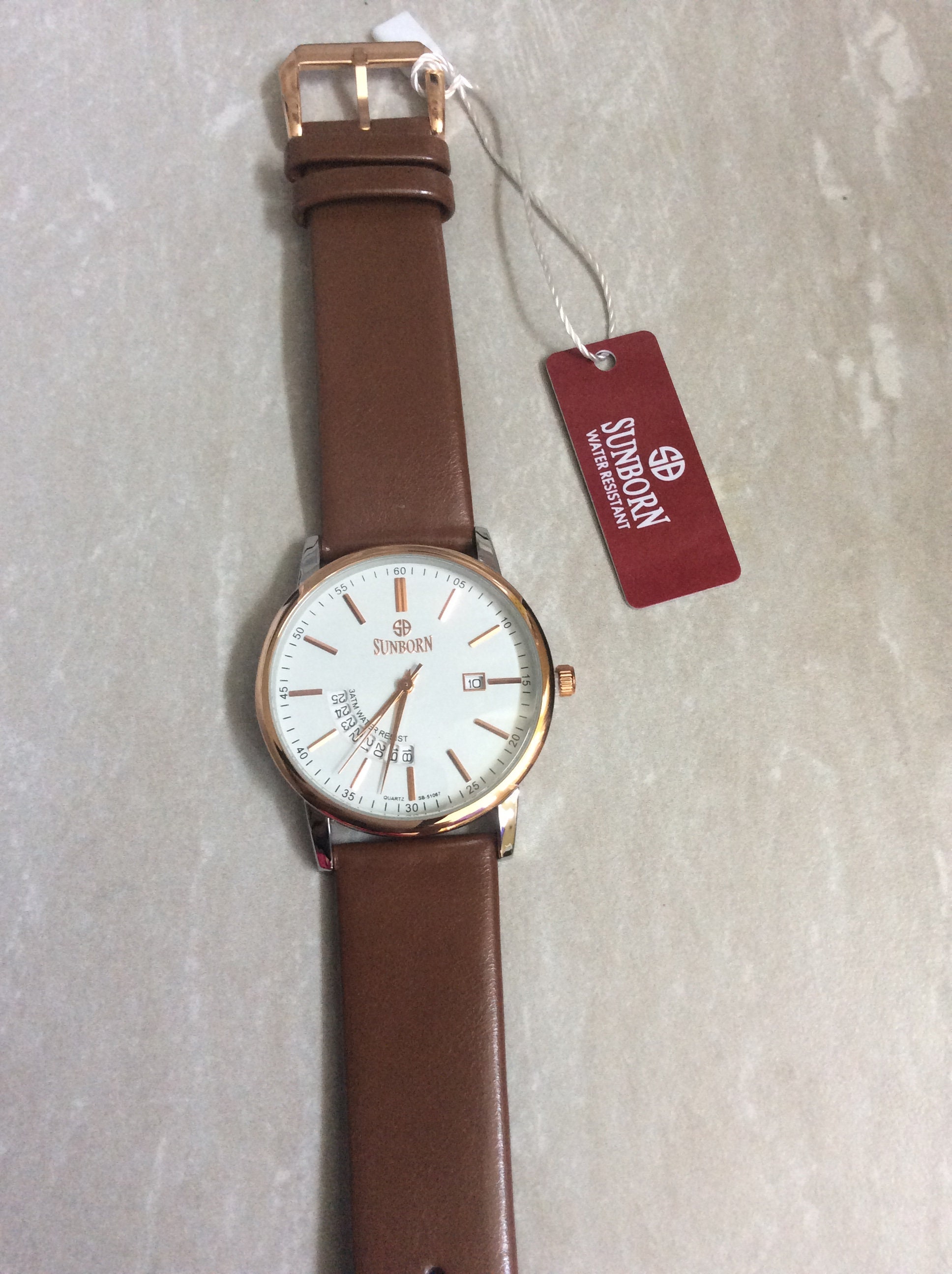 SUNBORN Rose Gold Men's Watch Round White Dial Index Hour - Etsy