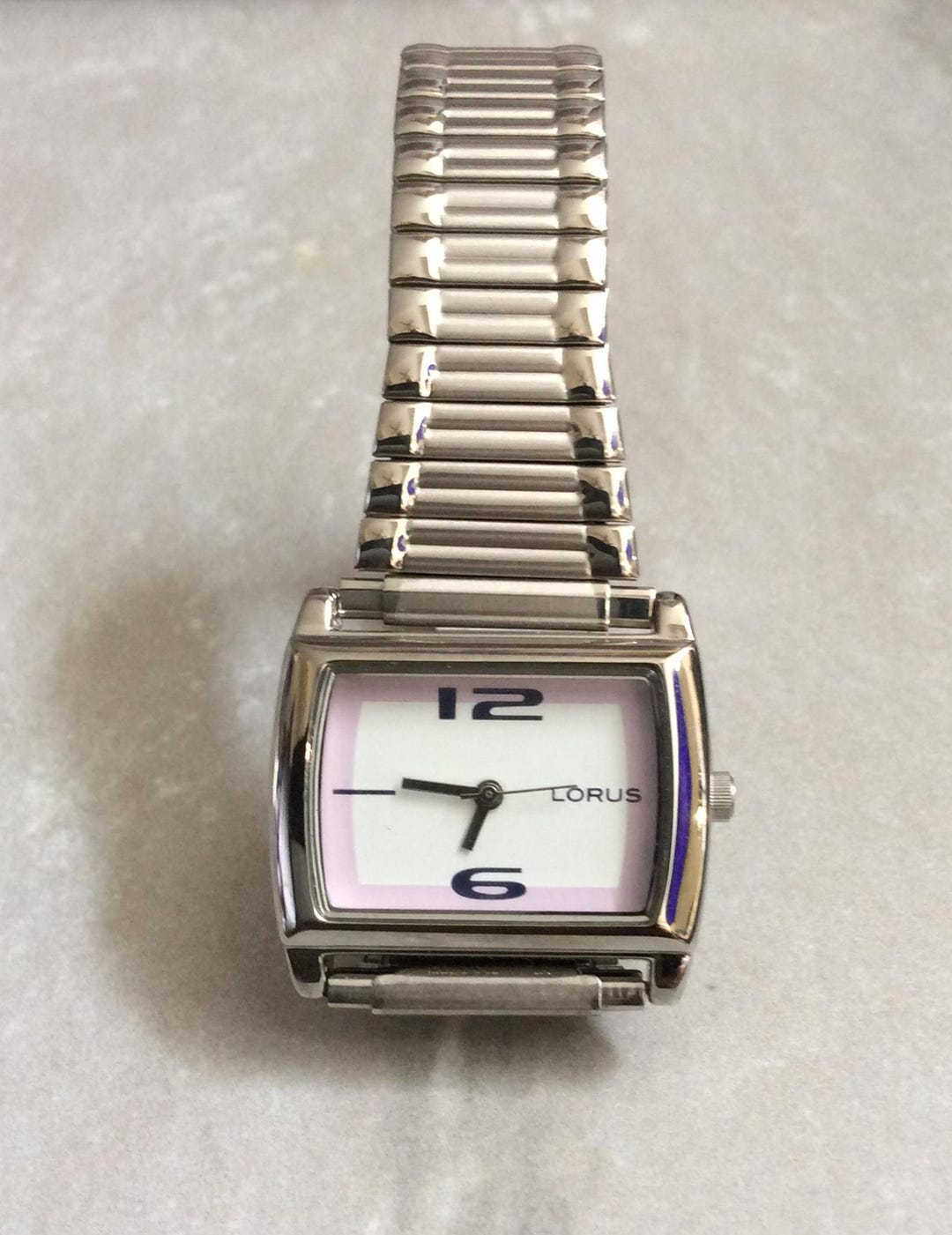 Lorus Women's Watch Rectangle White Dial Outlined in Purple All on a ...