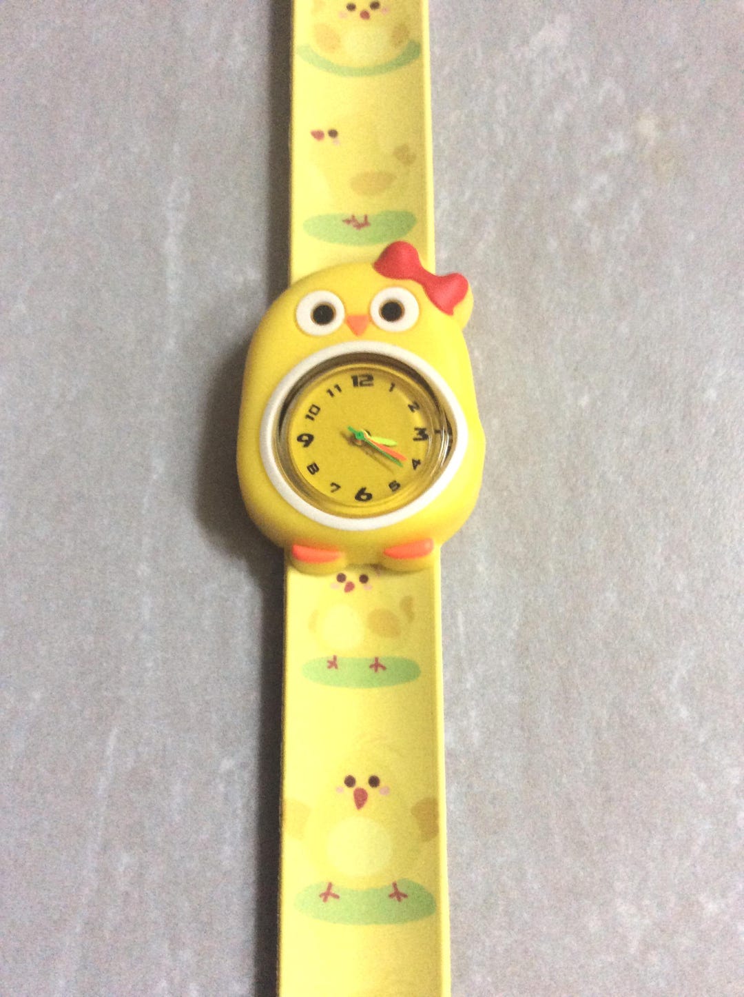 Chicken Slap Watch for Children Round Yellow Dial Numbered Hours All on ...