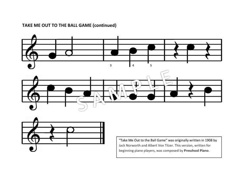 Take Me Out to the Ball Game Piano Sheet Music for Advanced Beginners ...
