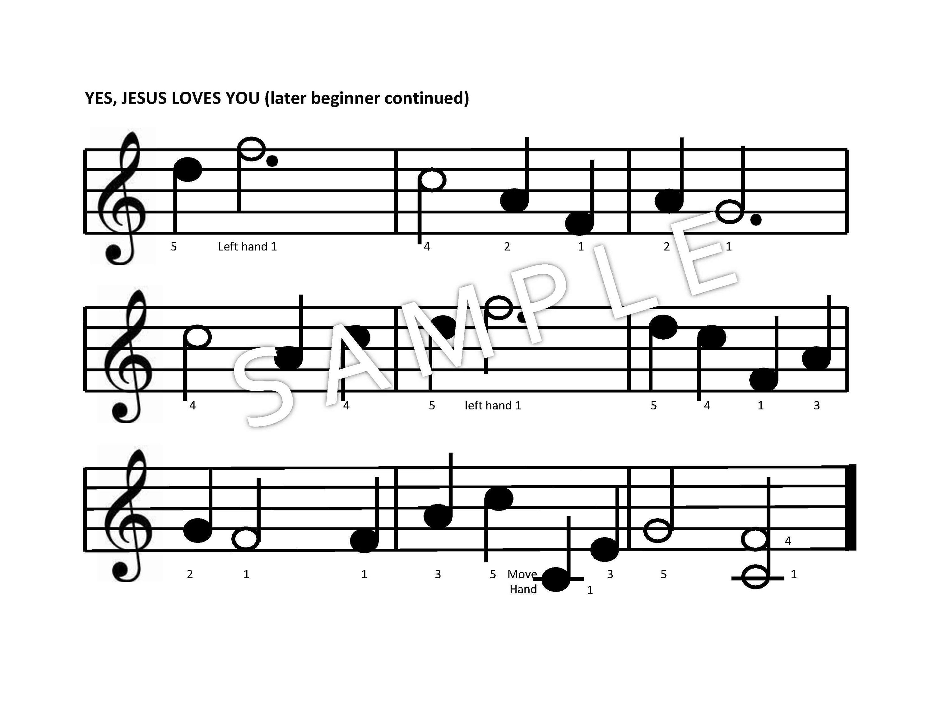 Jesus Loves Me for Beginners and Advanced Beginners (2 Versions) - Etsy