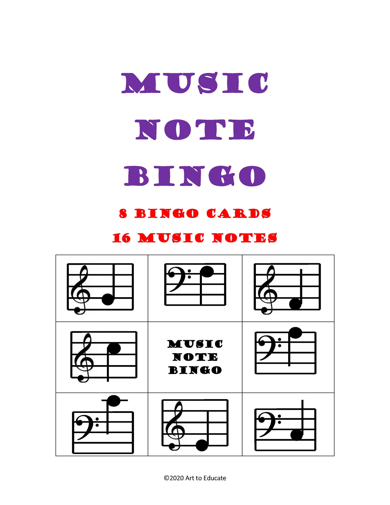 Music Note Bingo - Etsy